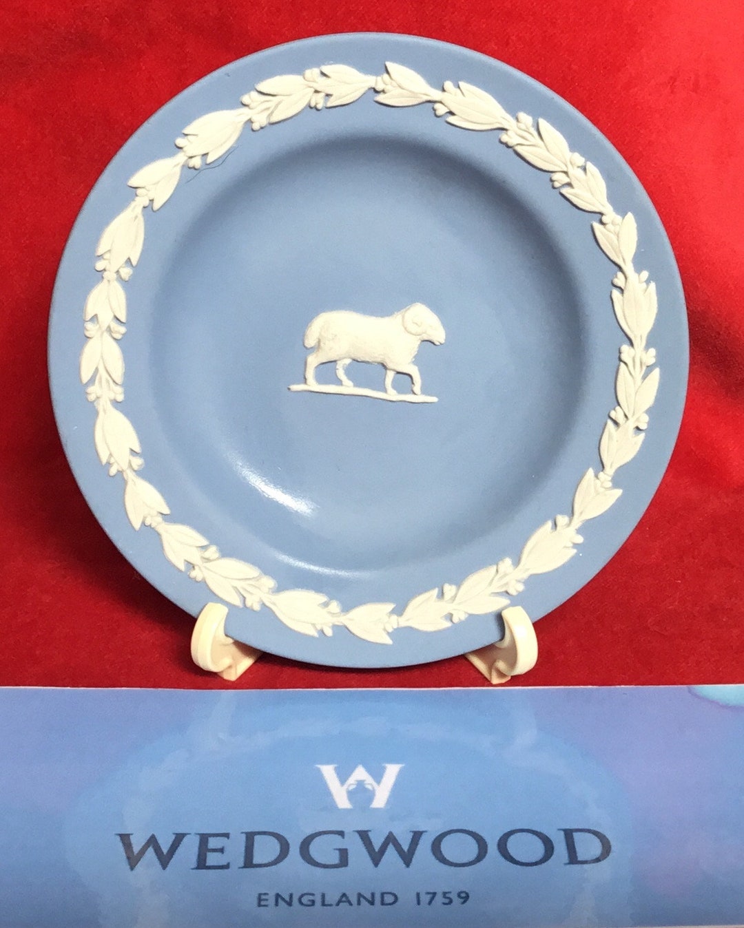 W40 Vintage Wedgwood Blue Jasperware Zodiac Aries Pattern Pin Dish ...