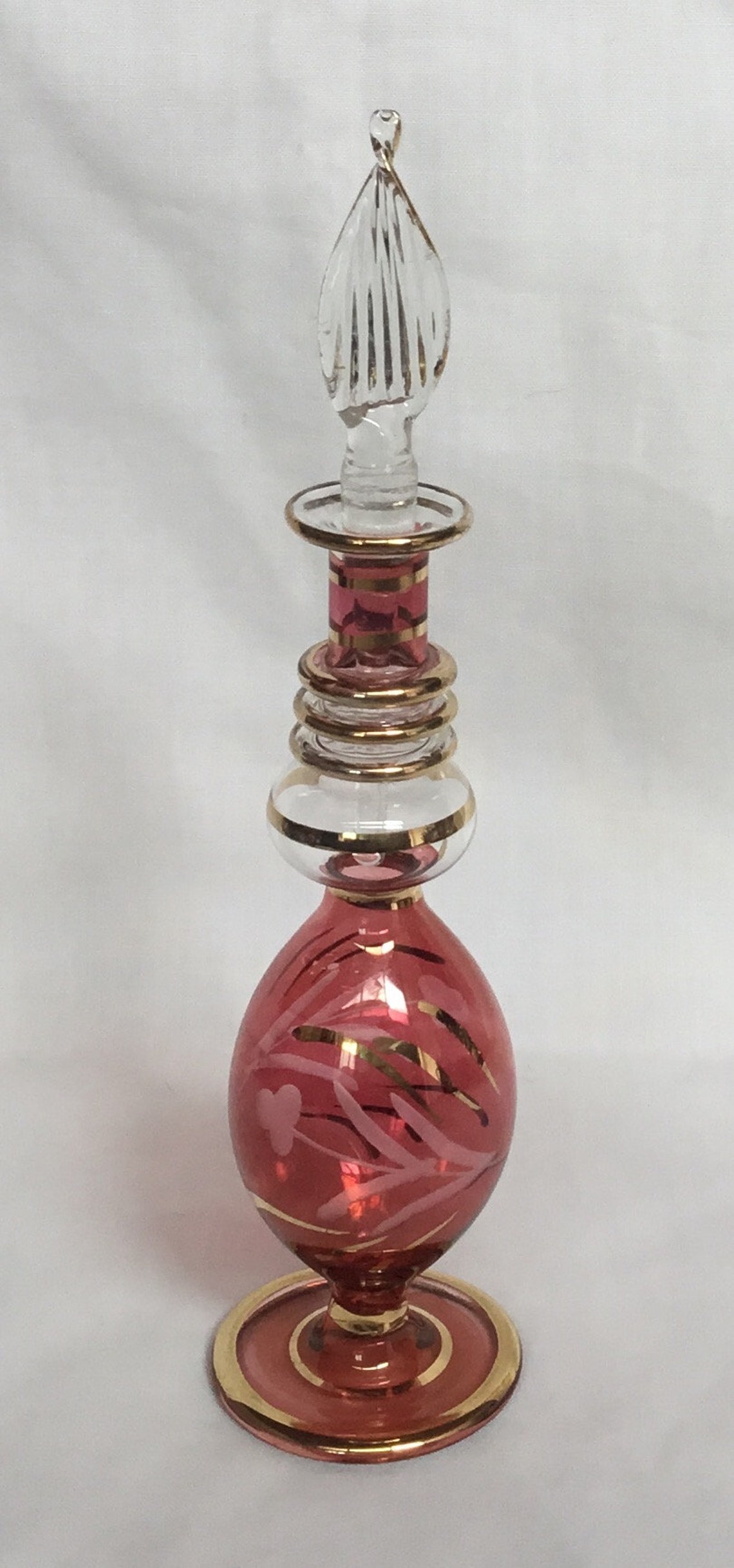 P89 Vintage Large Hand Painted Egyptian Glass Ruby Red and - Etsy