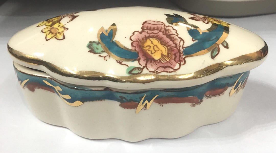 P22 Vintage Masons Ironstone Trinket Box, Hand-painted in the Java ...