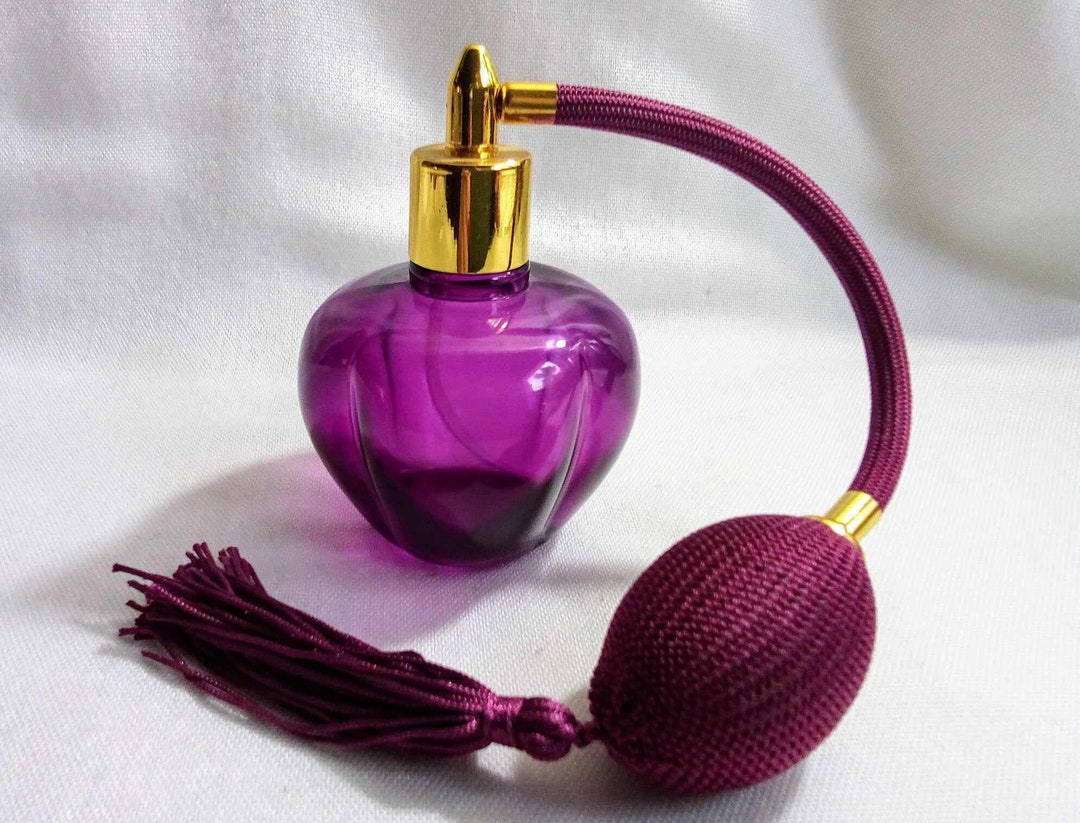JP84. Fabulous Vintage Purple Glass Perfume Bottle and Puffer. Free ...