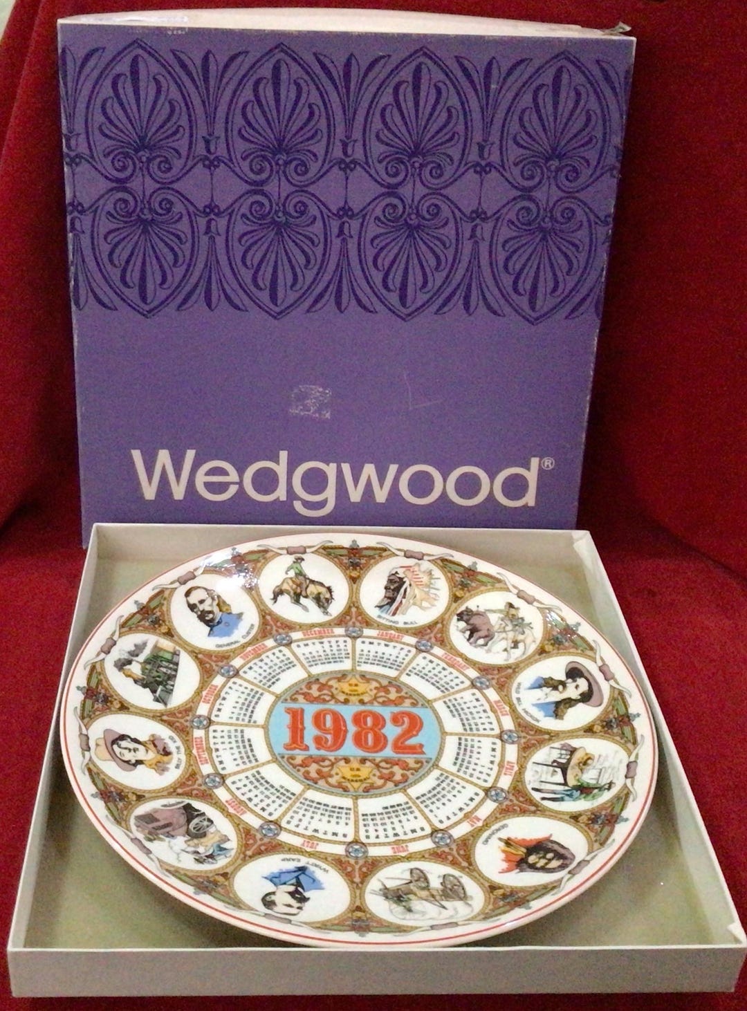 T21a Vintage 1982 Old New Stock Wedgwood “ Wild West Calendar Plate ...