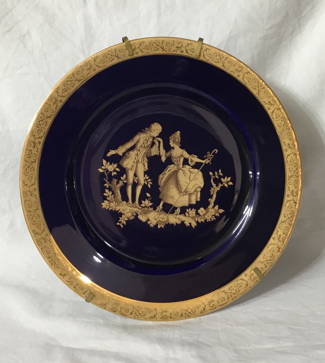 V17 Vintage Limoges Blue With Gold Decorative Plate With Hanger. Made ...