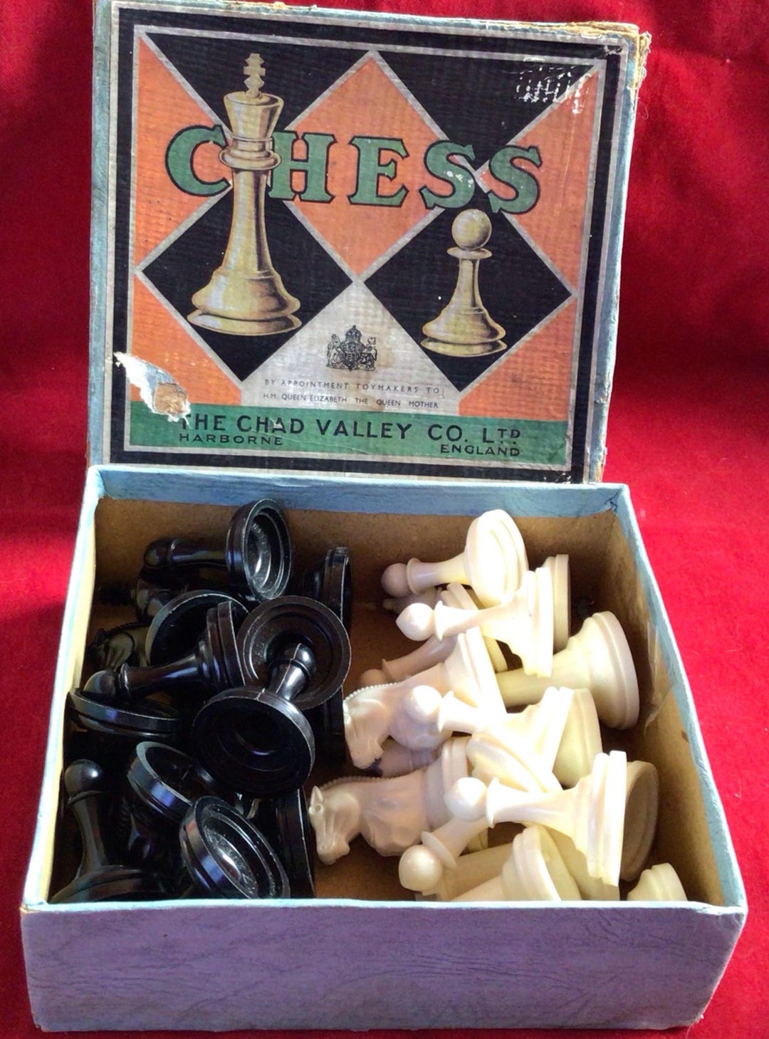 P54a Vintage 1960’s the Chad Valley Chess Set in Original Box. Co. LTD ...