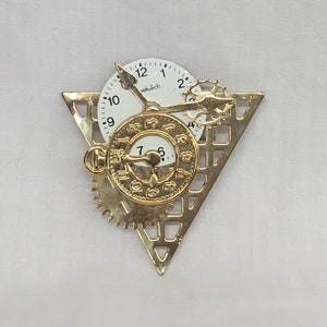 V29 Vintage Gold Metal Steampunk Punk Clock Brooch. Free Shipping. - Etsy