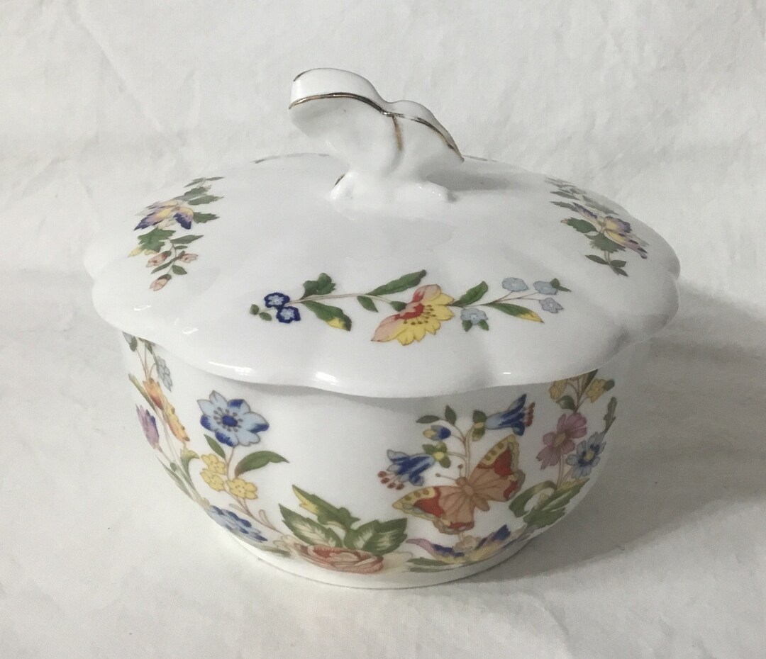 T95 Vintage Aynsley Cottage Garden Fine English Bone China Sugar Bowl ...