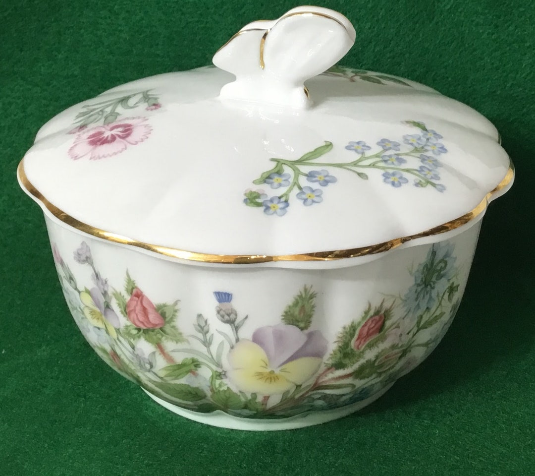 M8 Vintage Aynsely Wild Tudor Large Lidded Sugar/powder Pot. Bone China ...