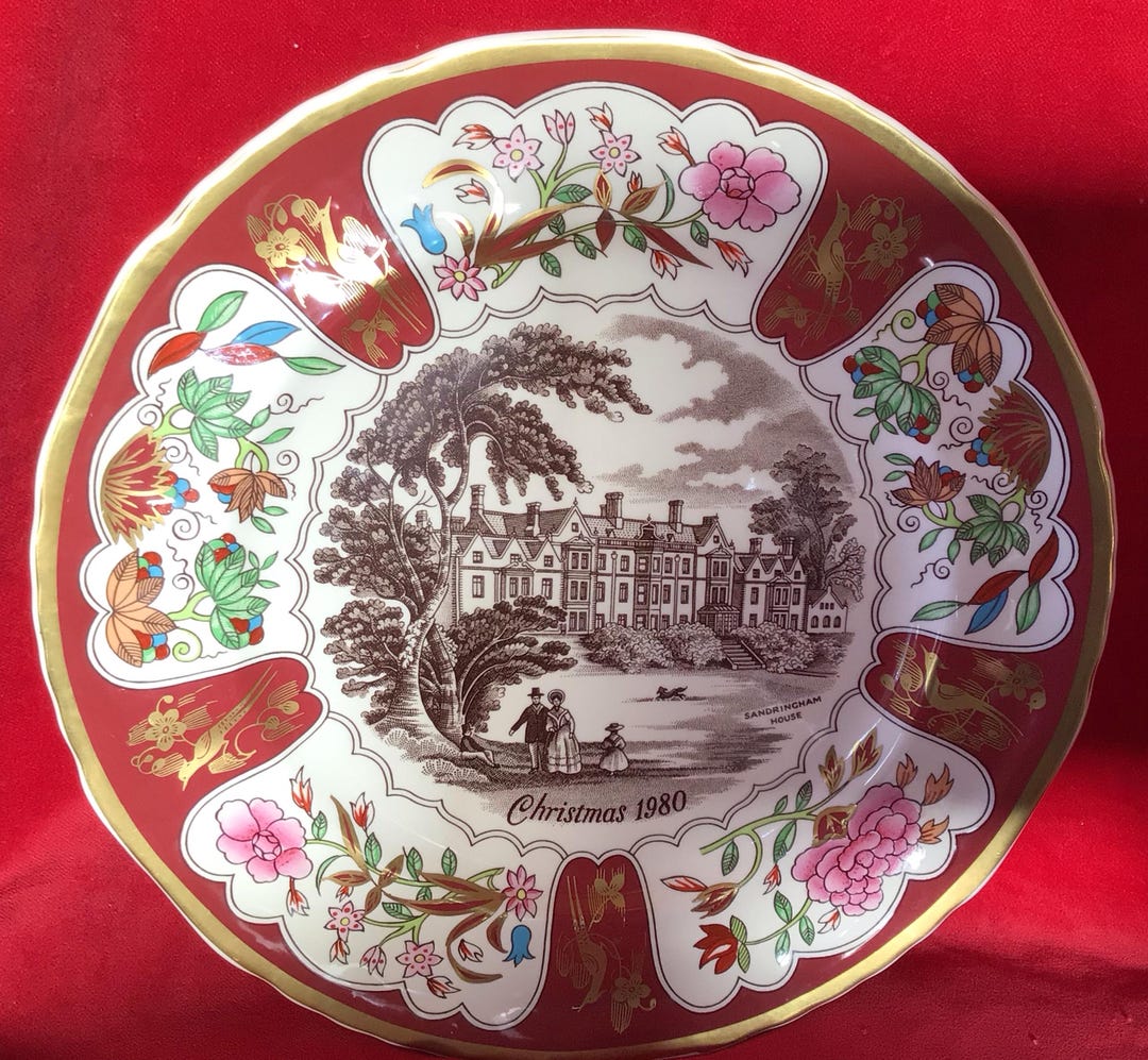 X23b Vintage Mason’s Sandringham House Christmas Plate 1980. Tiny White ...
