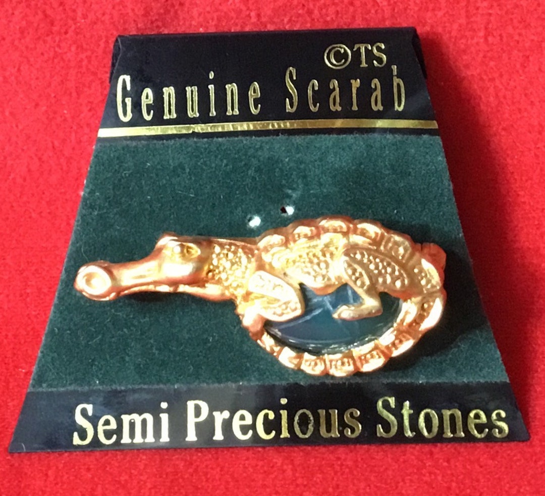W24 Vintage Genuine Scarab Green Semi Precious Stones Crocodile Brooch. Tracked Shipping. - Etsy