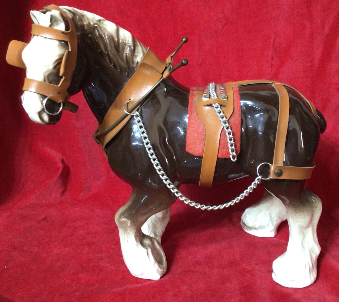 L111a Vintage 1960’s Ceramic Shire Horse in Horse Figurine With Leather ...