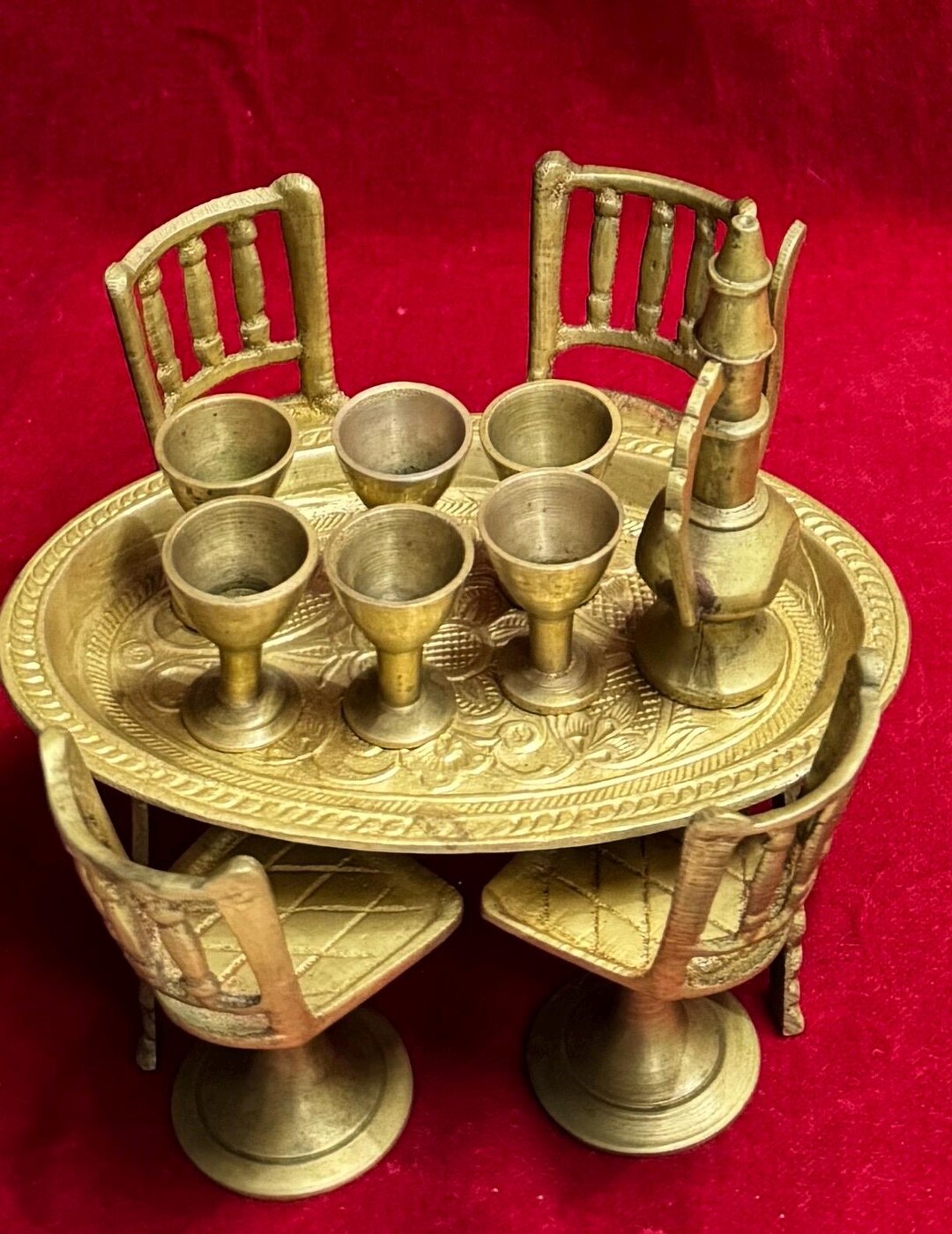 Z233 Vintage 1960s Miniature Brass Doll’s House Furniture Set (package ...