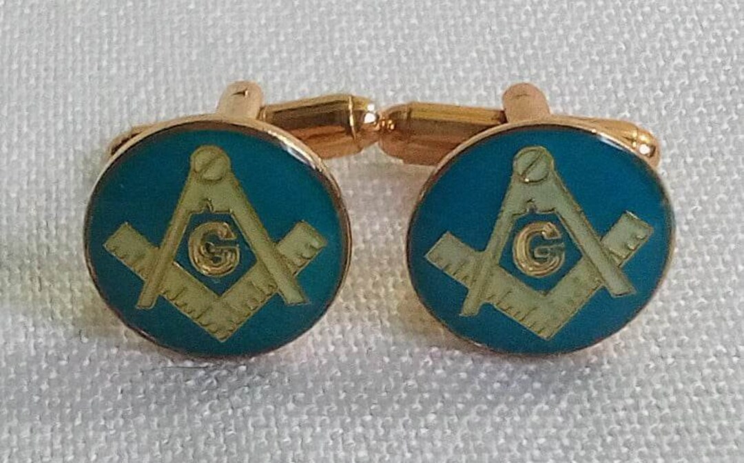 K29 Vintage Masonic Themed Gents Cuff Links, Gold Tone and High Quality ...