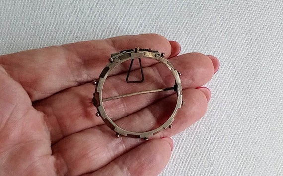 K131 Antique Mid 1800's Silver Brooch Mount, Vintage … - Gem