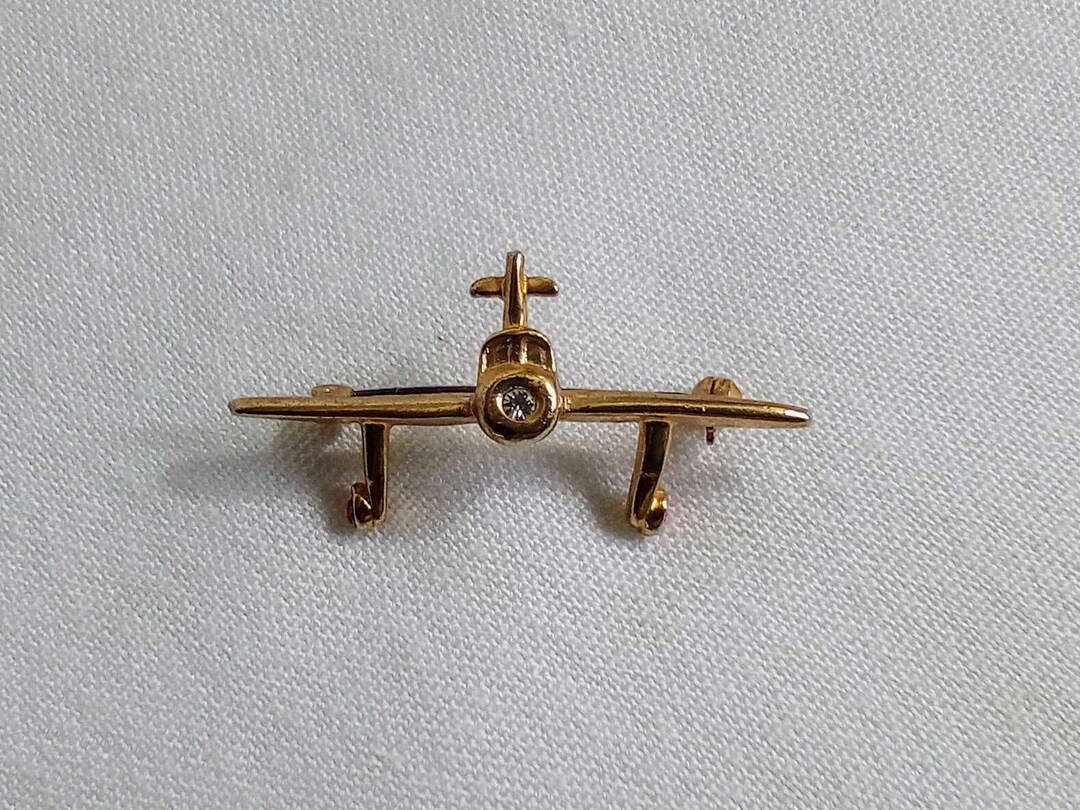 JP308. Vintage Gold Tone Airplane Brooch. New Old Stock. - Etsy