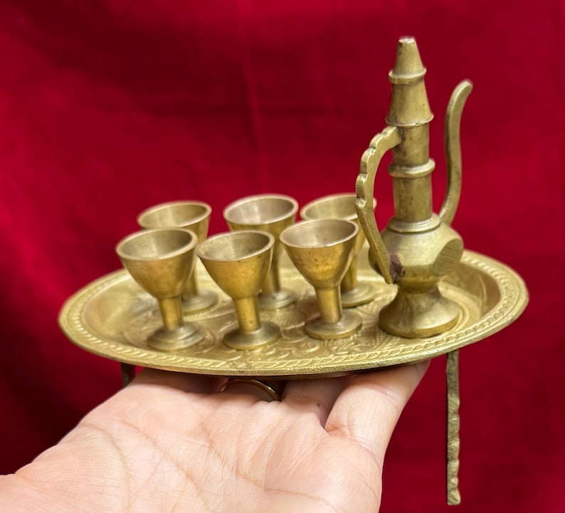 Z233 Vintage 1960s Miniature Brass Doll’s House Furniture Set (package ...