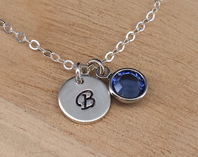 Girl Initial Necklace, Birthstone Necklace, Little Girl Necklace, Child ...