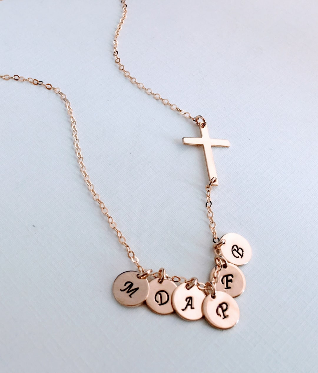 Personalized Sideways Cross Mom Necklace, Kids Initial Necklace Mothers ...