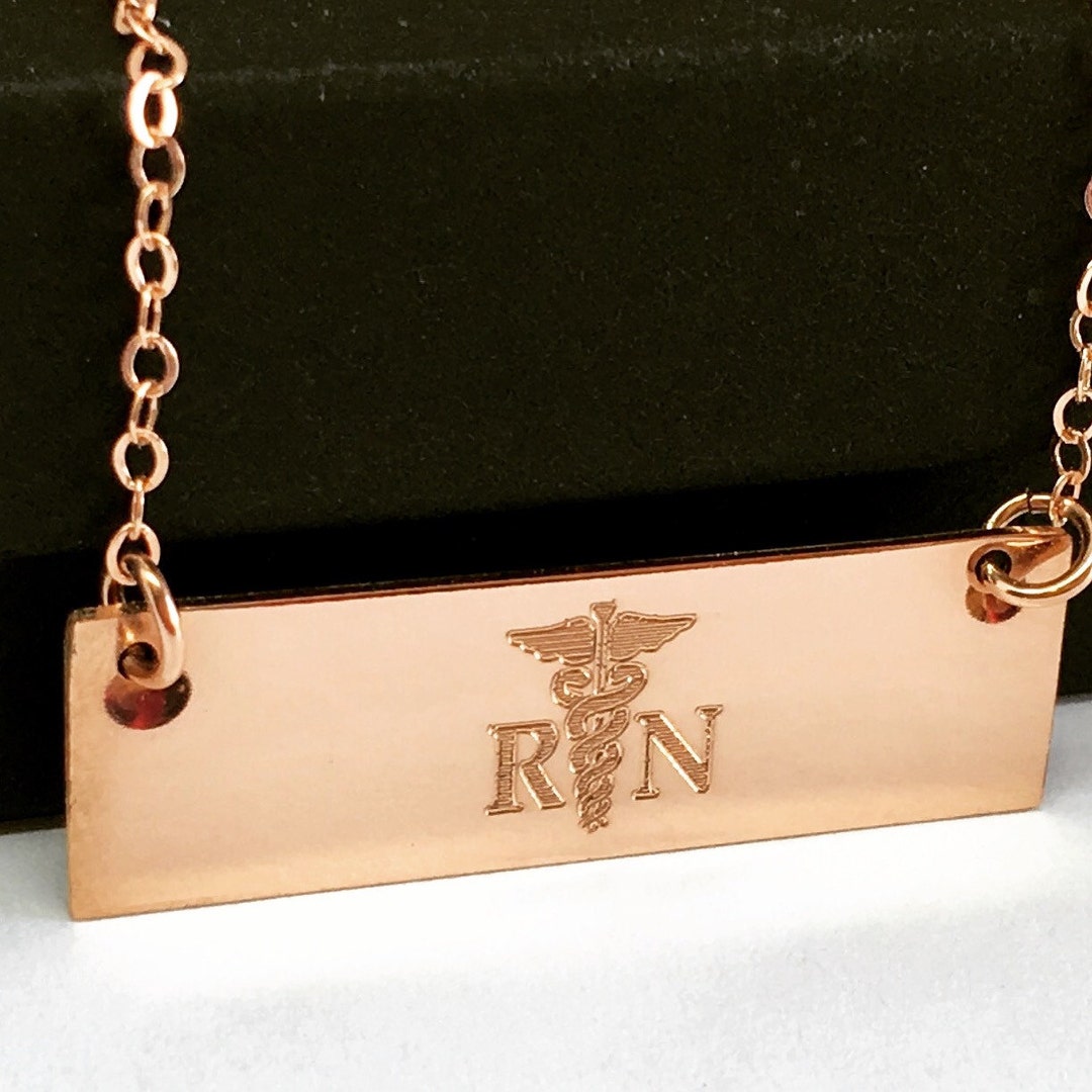 RN Nurse Necklace - Caduceus Sign Gift for Nurse Sterling Silver Heart ...