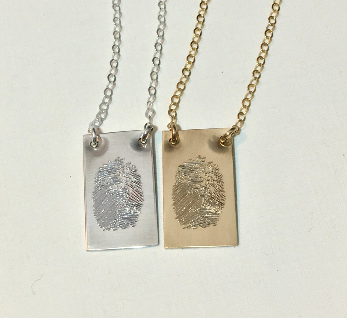 Fingerprint Jewelry Custom Fingerprint Gold Necklace Actual | Etsy
