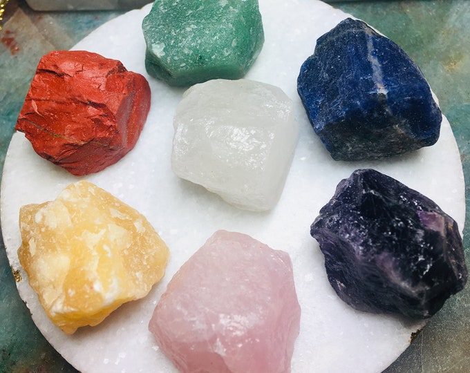 Raw Crystal 7 Chakra Set Seven Piece Chakra Stone Set 7 Seven Chakra ...