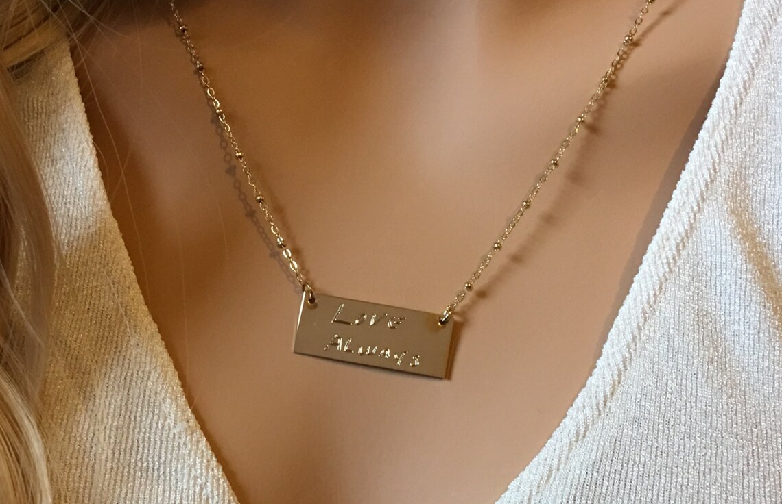 Custom Handwriting Jewelry Handwritten Necklace Gold bar | Etsy