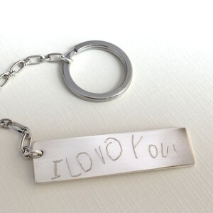 Custom Handwriting Keychain Sterling Silver Handwritten Note Engraved ...
