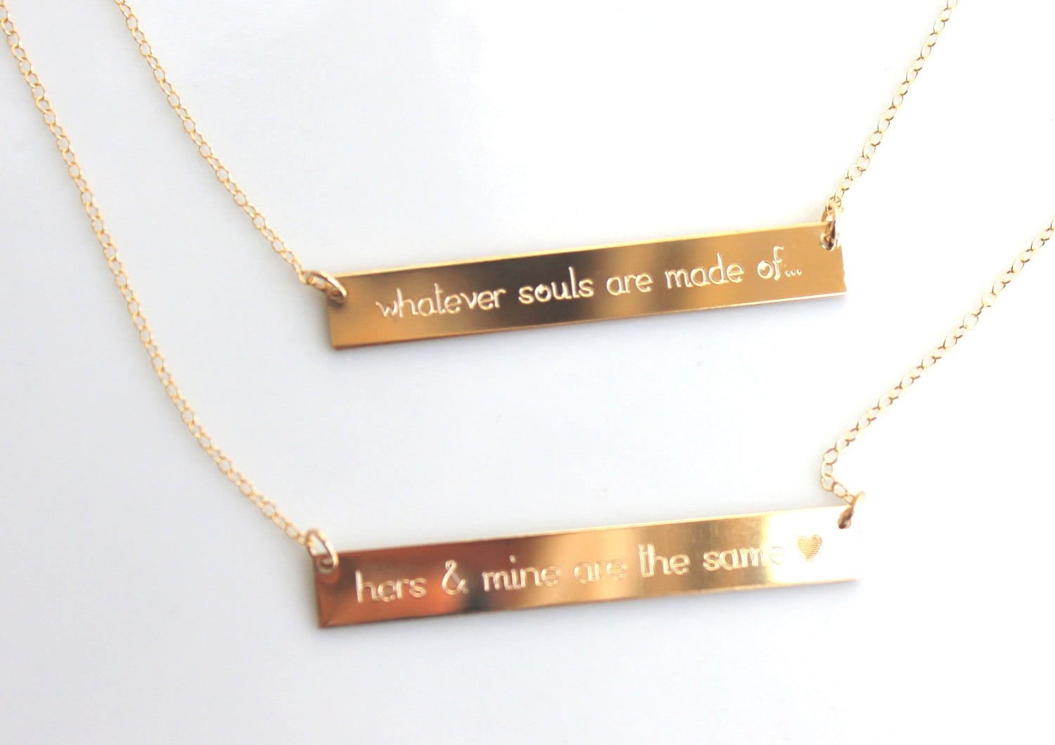 Custom Engraved Necklace Gold Bar Necklace Word Sentence - Etsy