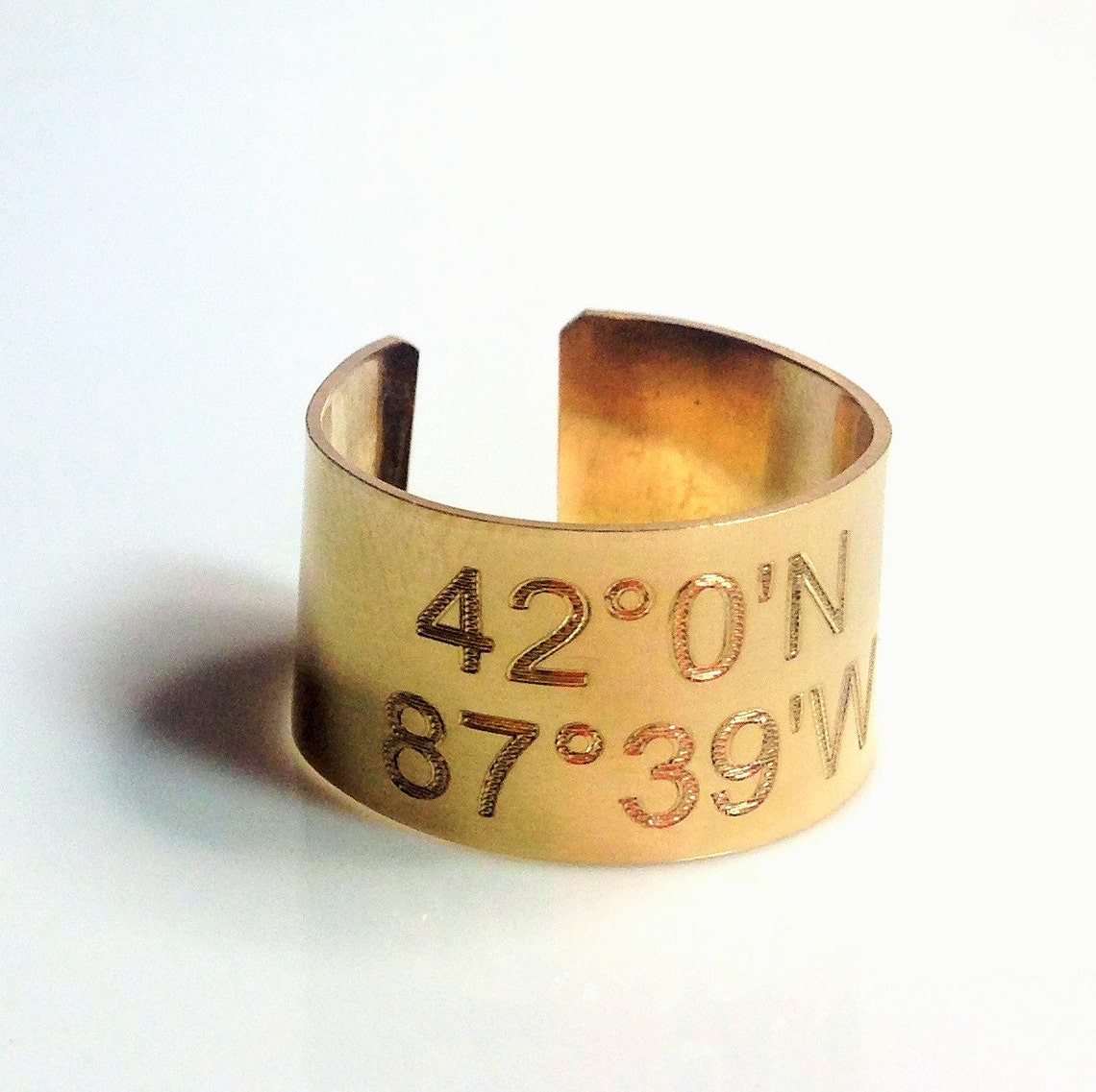 Custom Coordinate Ring Wide Band Adjustbale Sterling Silver - Etsy