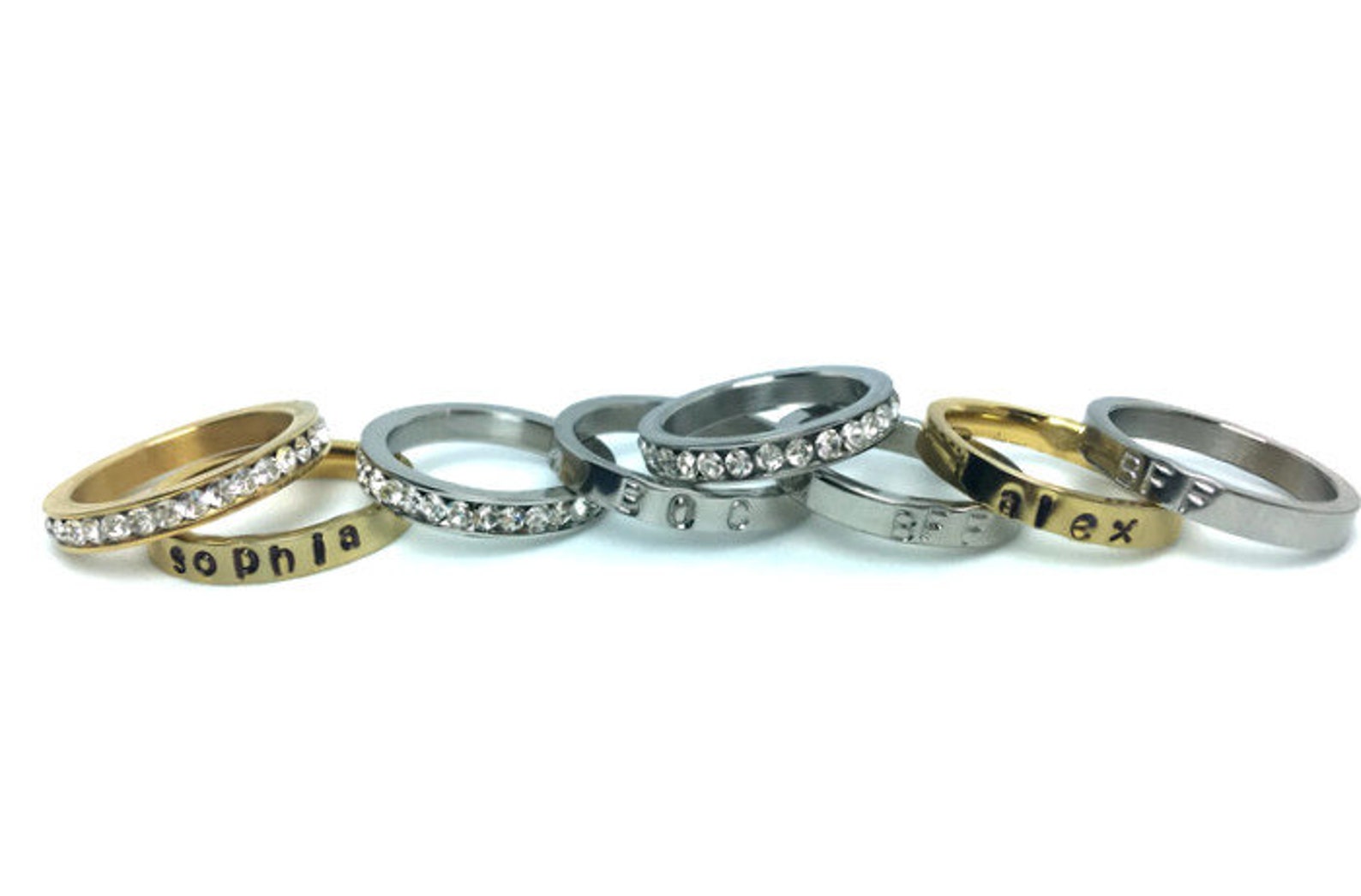Handstamped Stacking Ring Gold Name Ring Personalized Stacking - Etsy