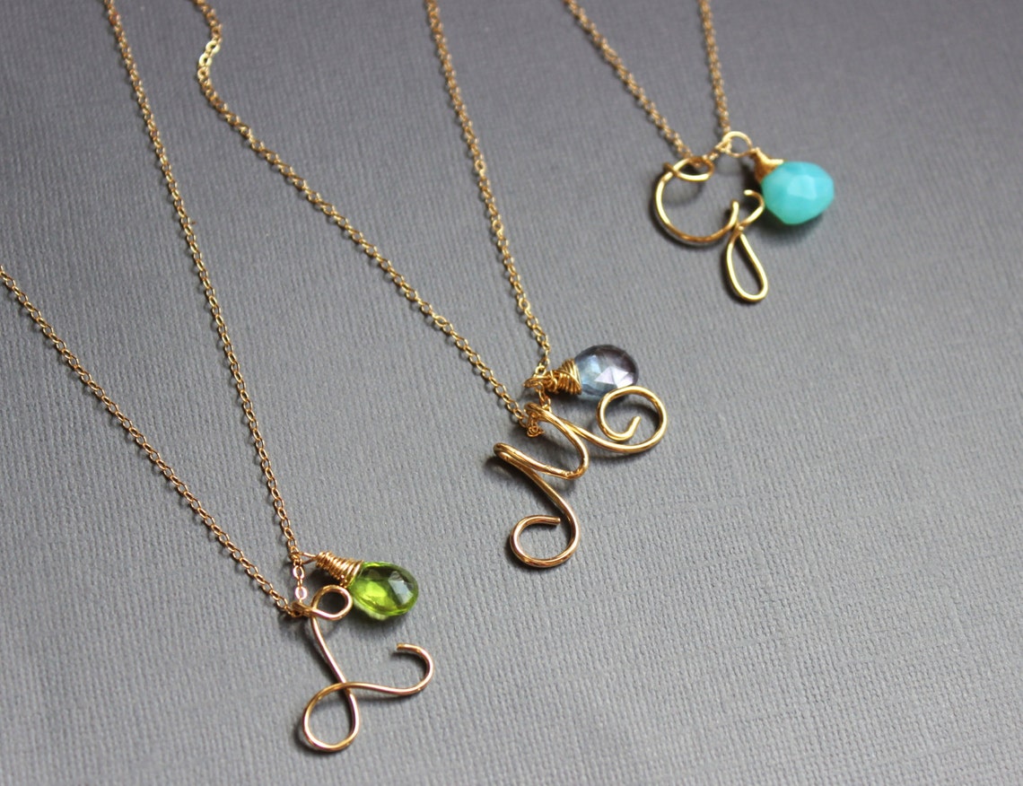 Script Initial Gold 14K Fill Bridesmaid Upper Case Initial - Etsy