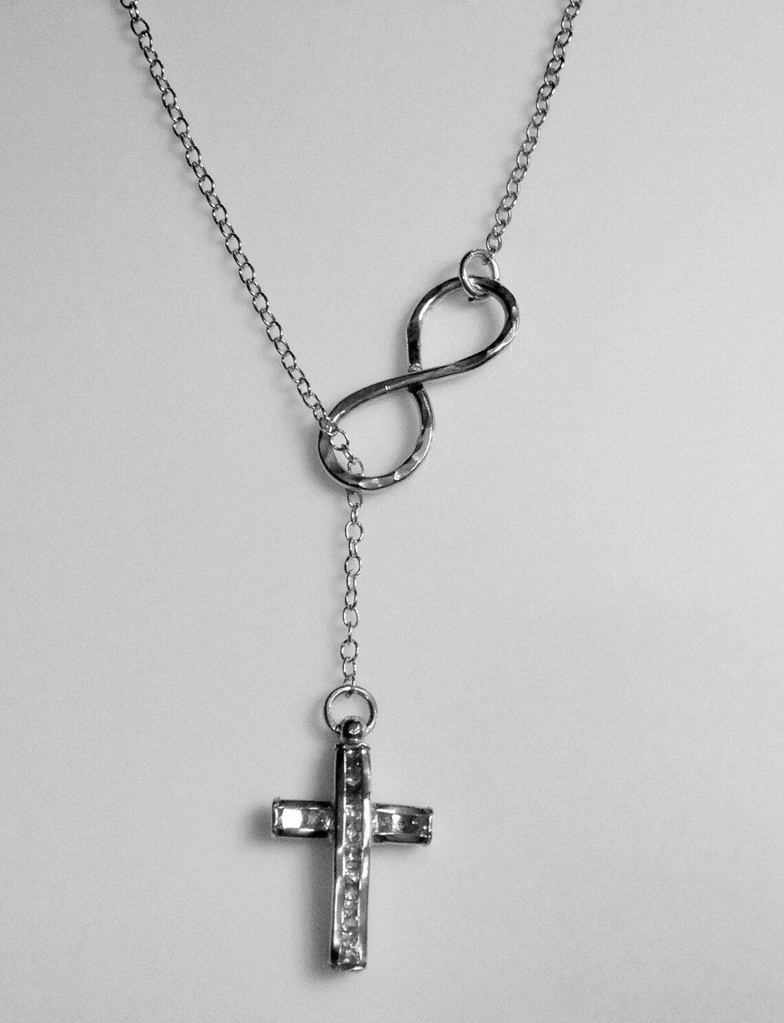 GOLD Infinity Lariat Cross Necklace Gold Filled CZ Cross | Etsy