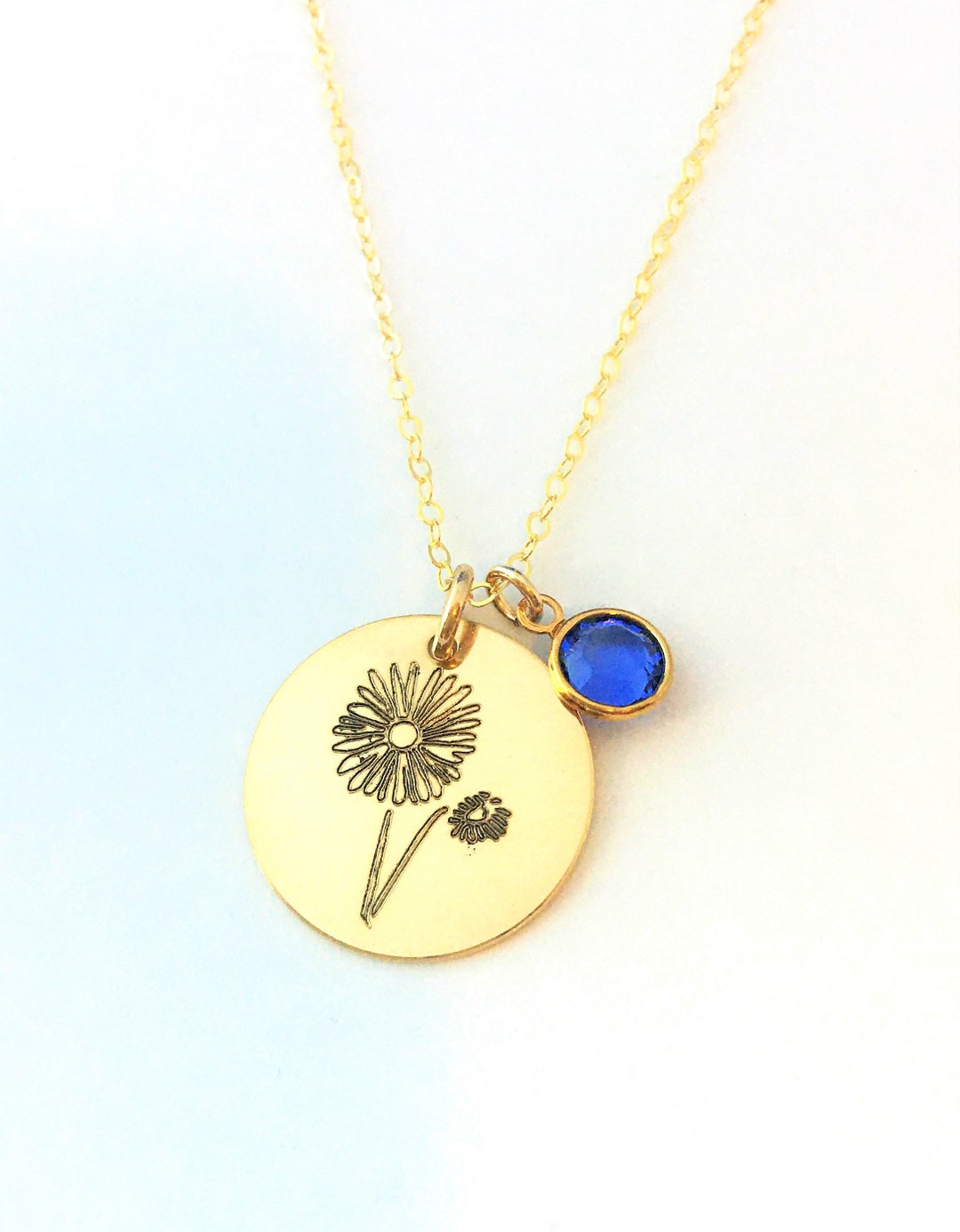 Aster September Birthflower Necklace Birthstone Jewelry Birth - Etsy