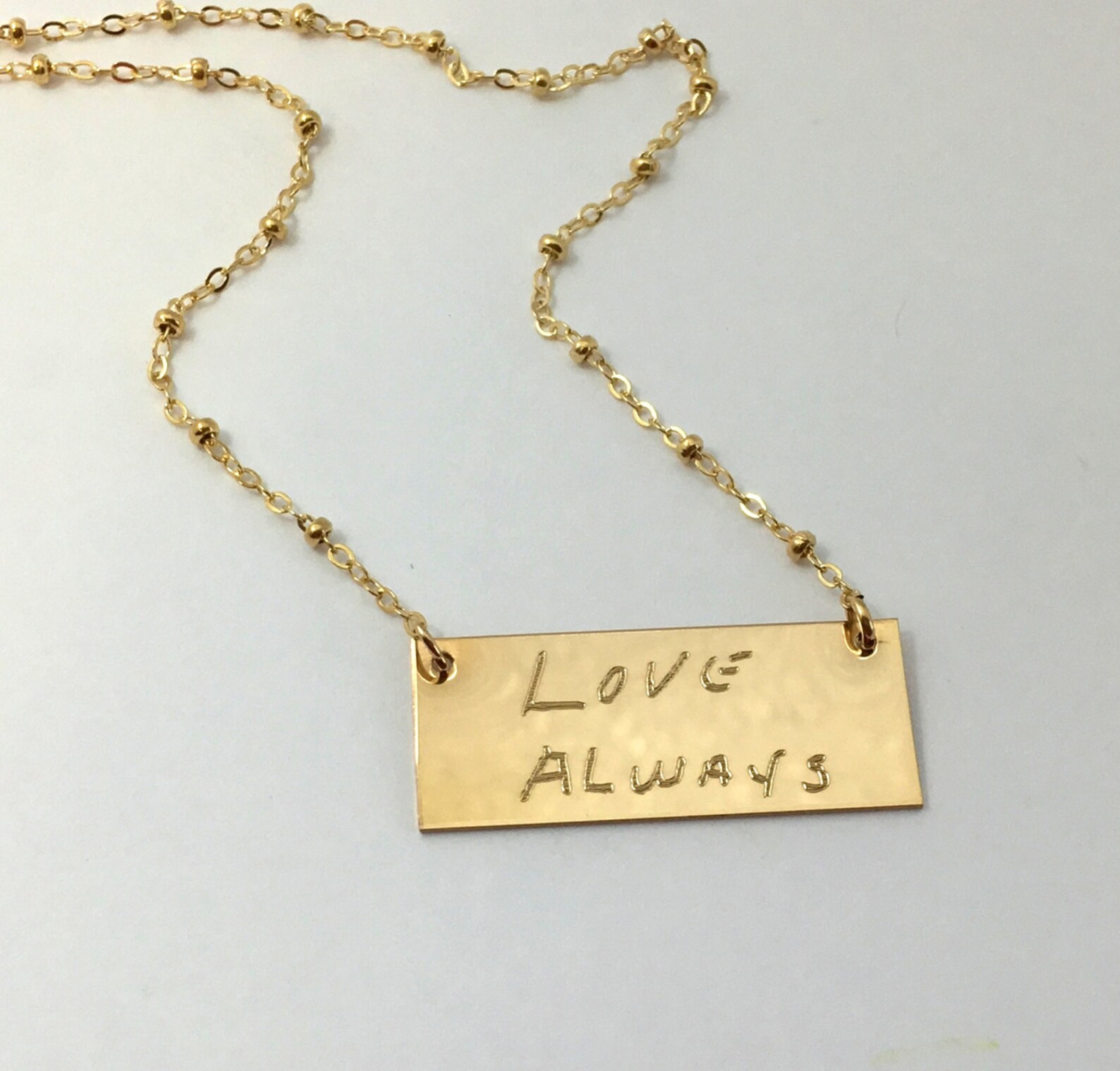 Custom Handwriting Jewelry Handwritten Necklace Gold bar | Etsy
