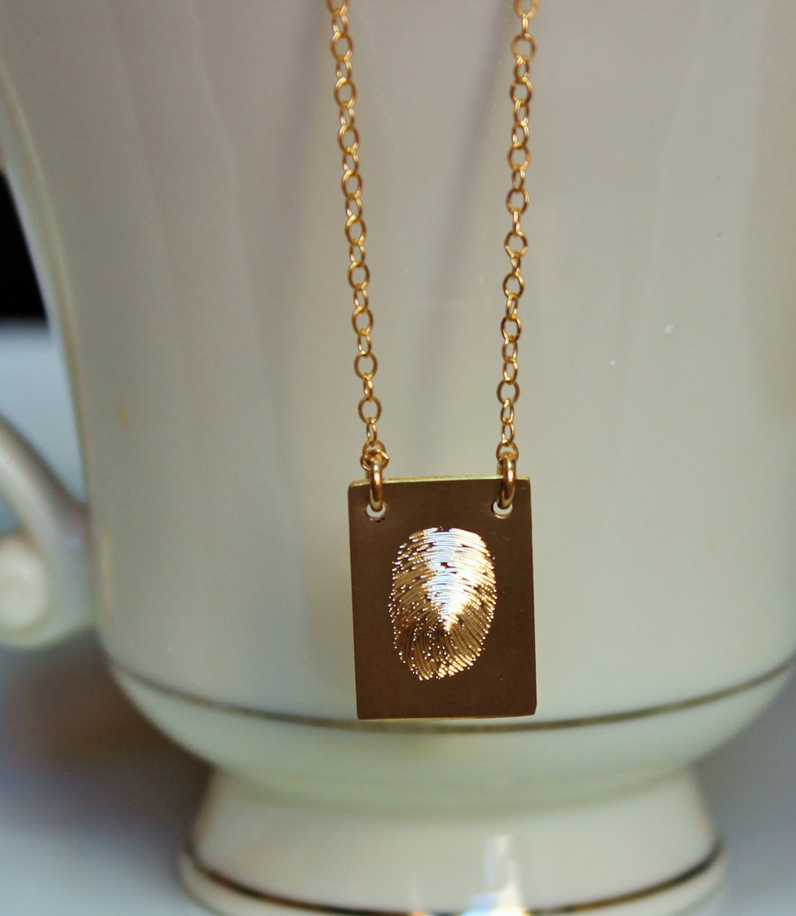 Fingerprint Jewelry Custom Fingerprint Gold Necklace Actual | Etsy
