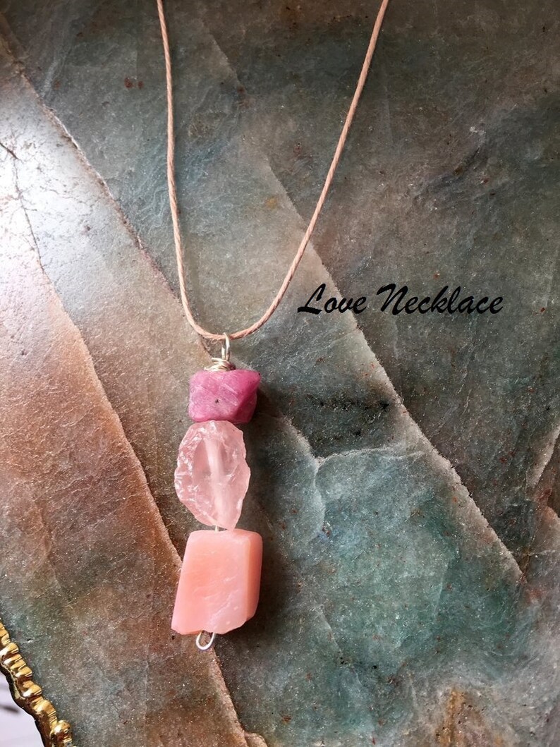 Intention Healing Crystal Necklace Love Health Wellness | Etsy