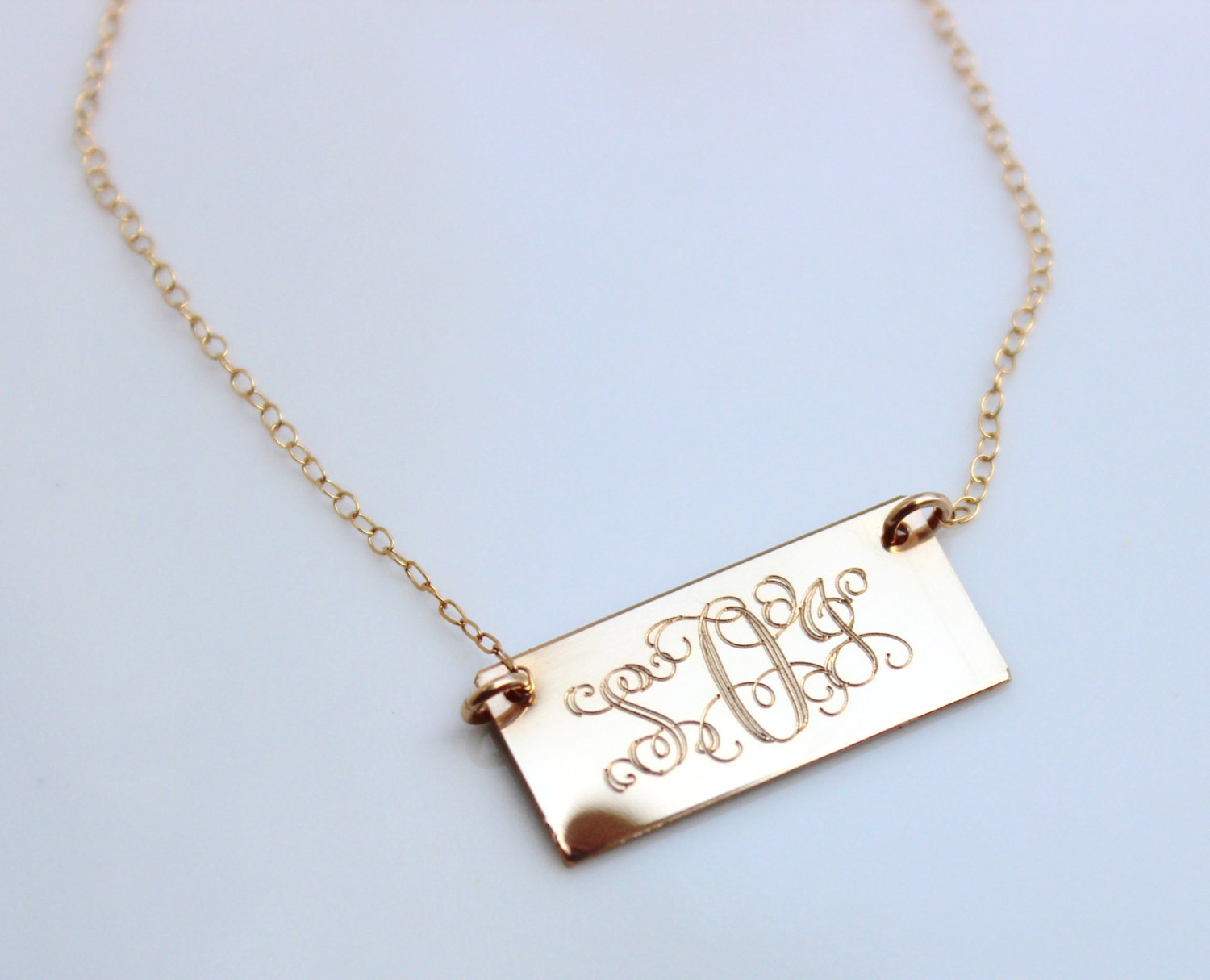 MONOGRAMMED Initials 3 Letter Disc Gold Two 2 Hole Rectangle - Etsy