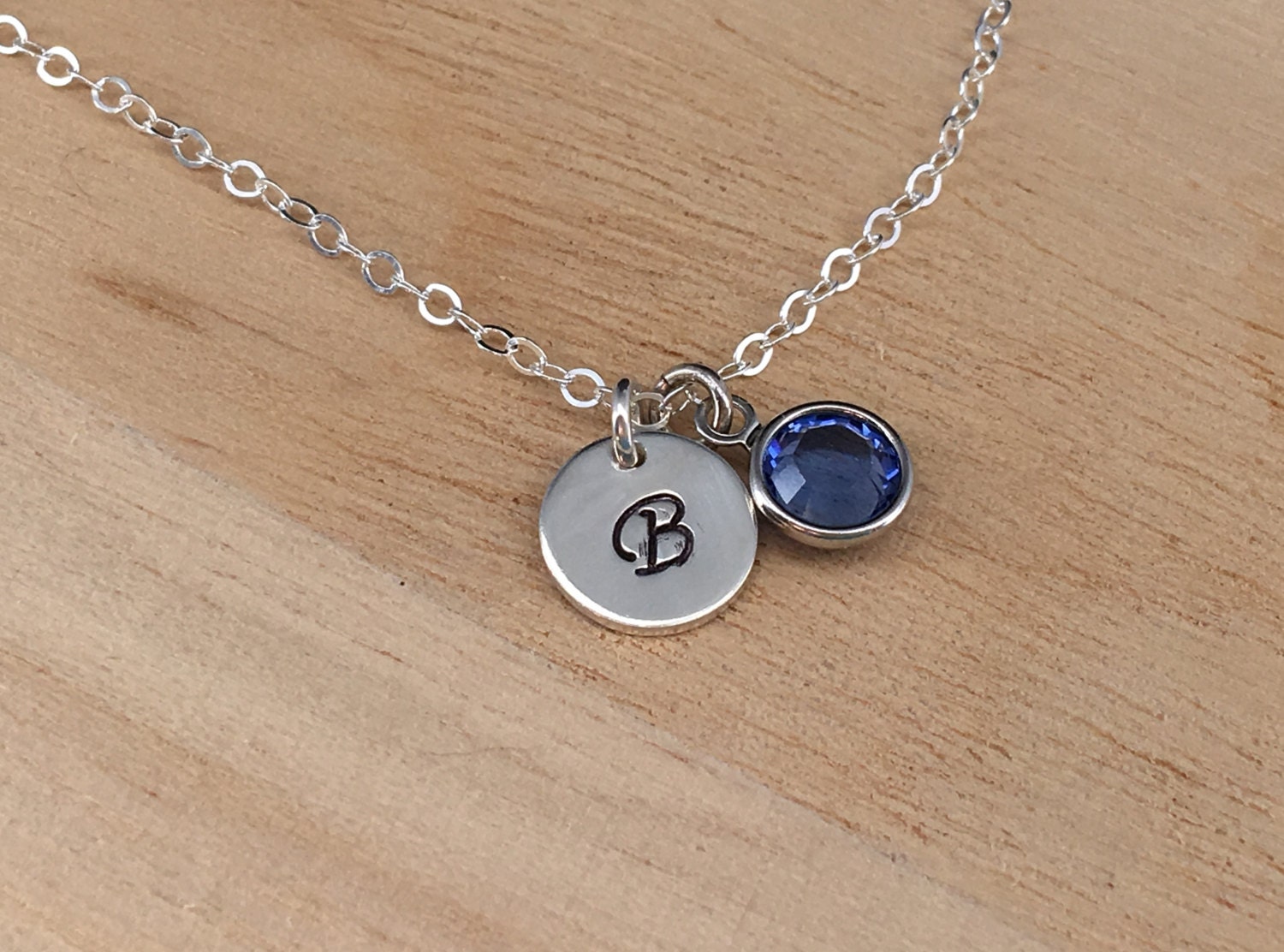 Christmas gift Personalized Necklace Initial Birthstone Charm | Etsy