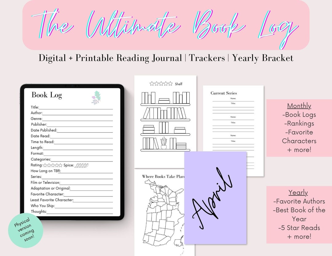 Monthly Reading Journal | Digital Book Log | Printable | Book Tracker ...