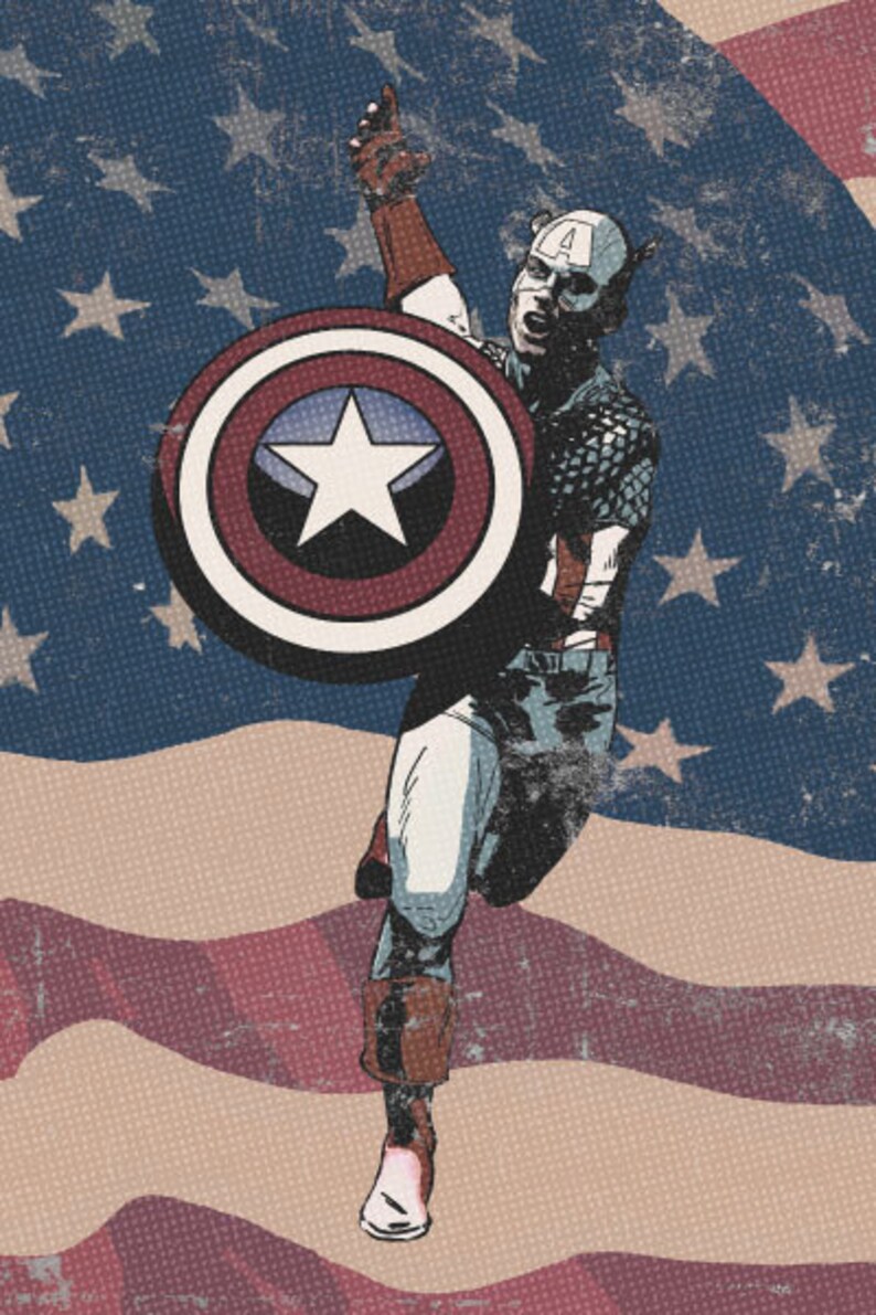 Captain America Vintage 12x18 Original Art Print | Etsy