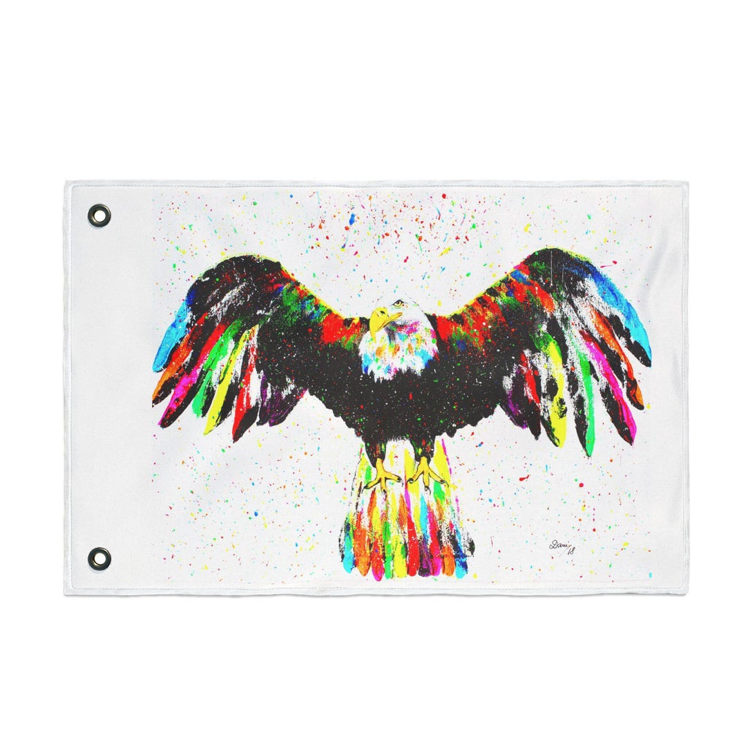 Color Splash Eagle Double Sided Flag | Vibrant Watercolor Bird Banner ...