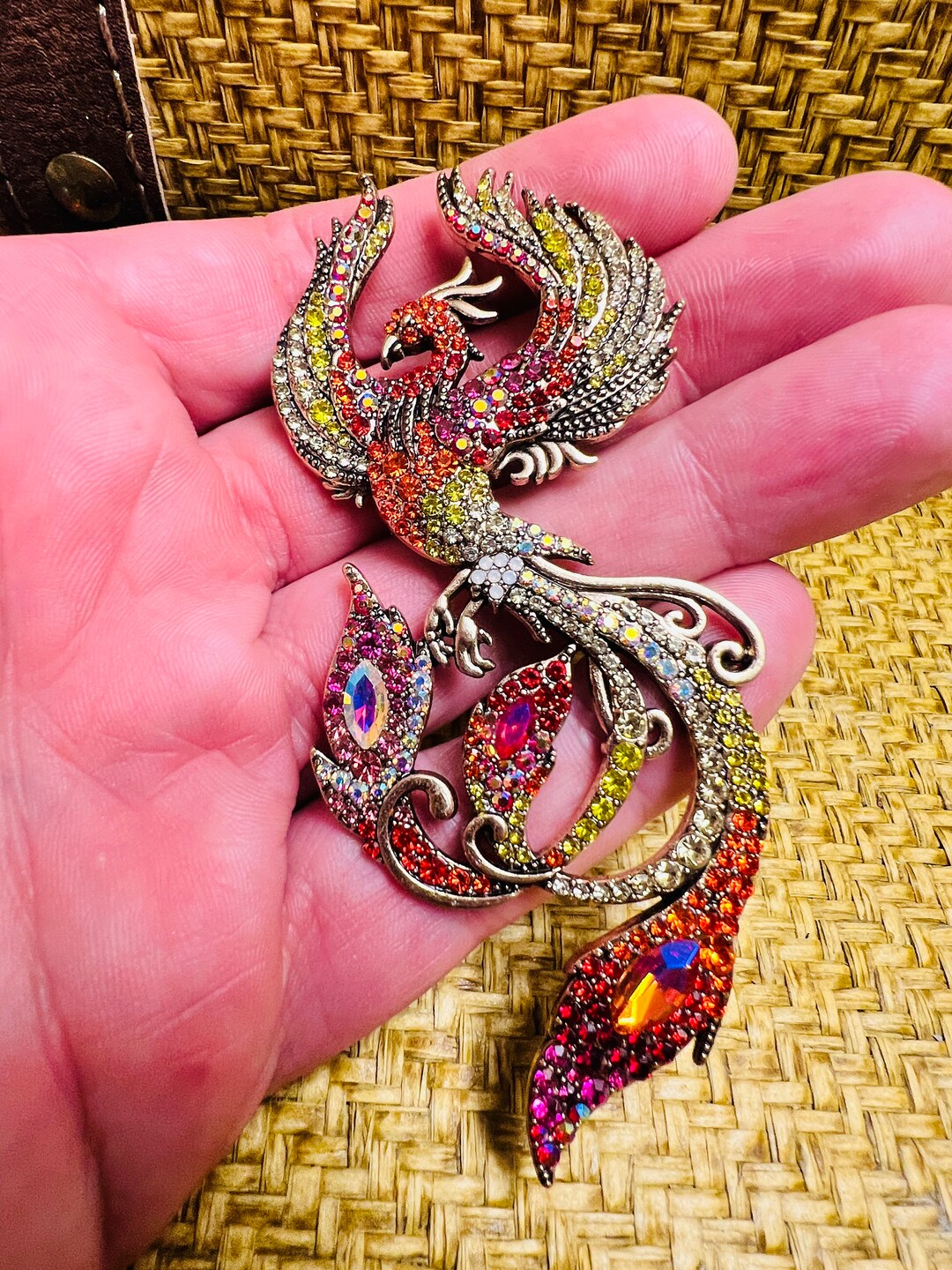 Phoenix Big Rhinestone Brooch - Etsy