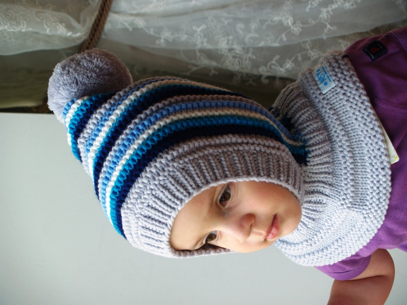 Silver grey Merino Balaclava Baby/ Toddler/ Boy Hoodie hat | Etsy