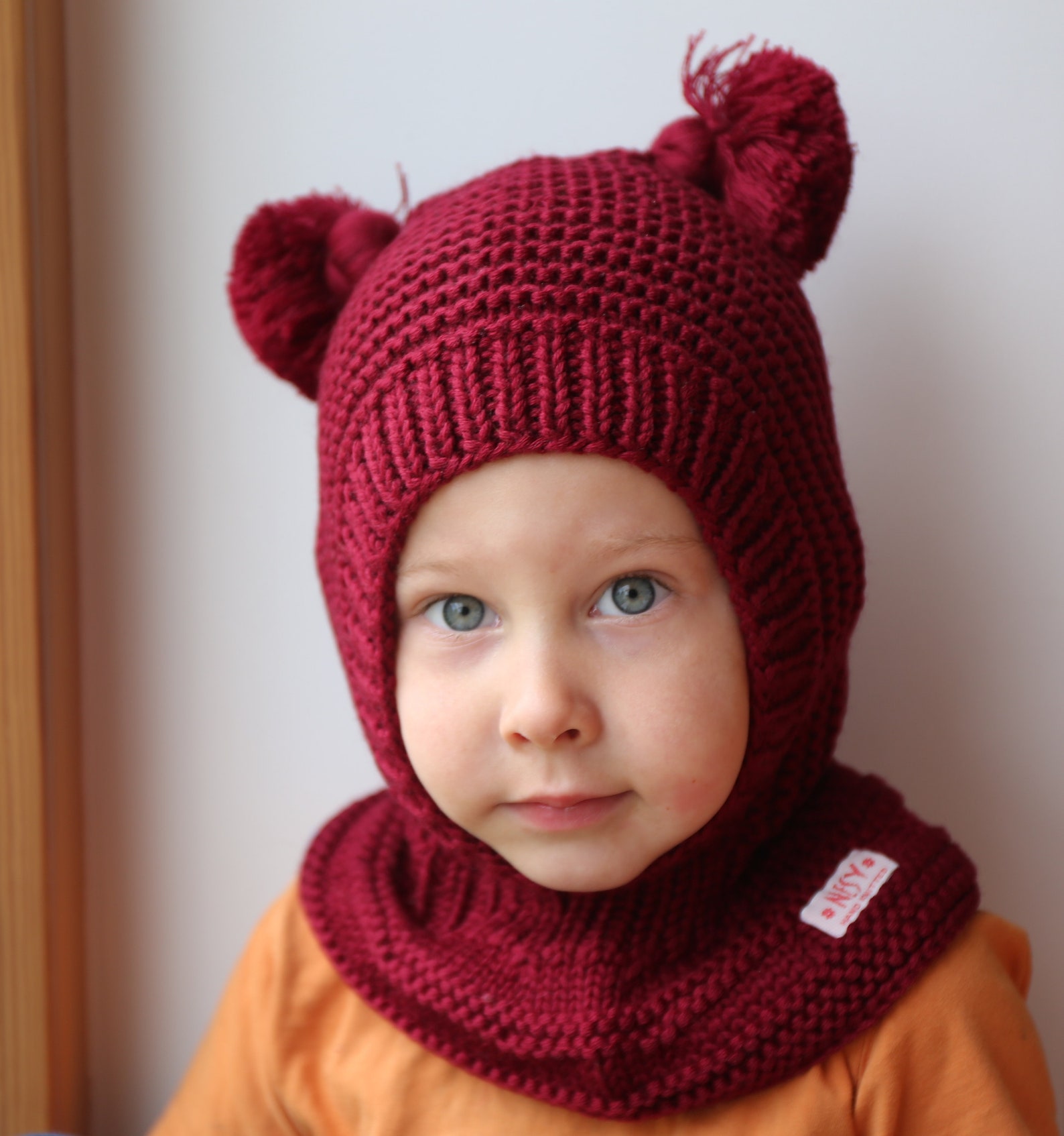 Merino Balaclava, Baby/ Toddler/ Kids Hoodie Hat, Hat-neckwarmer ...