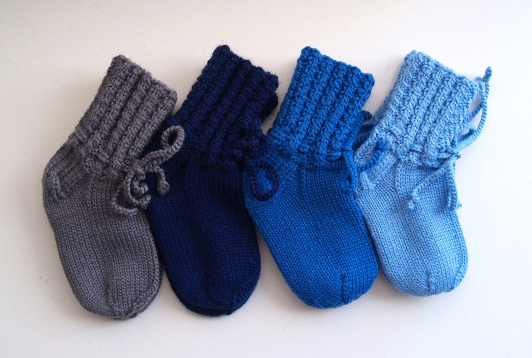 READY TO SHIP Blue Merino Wool Socks for Baby Boy, Toddler, Hand Knit ...