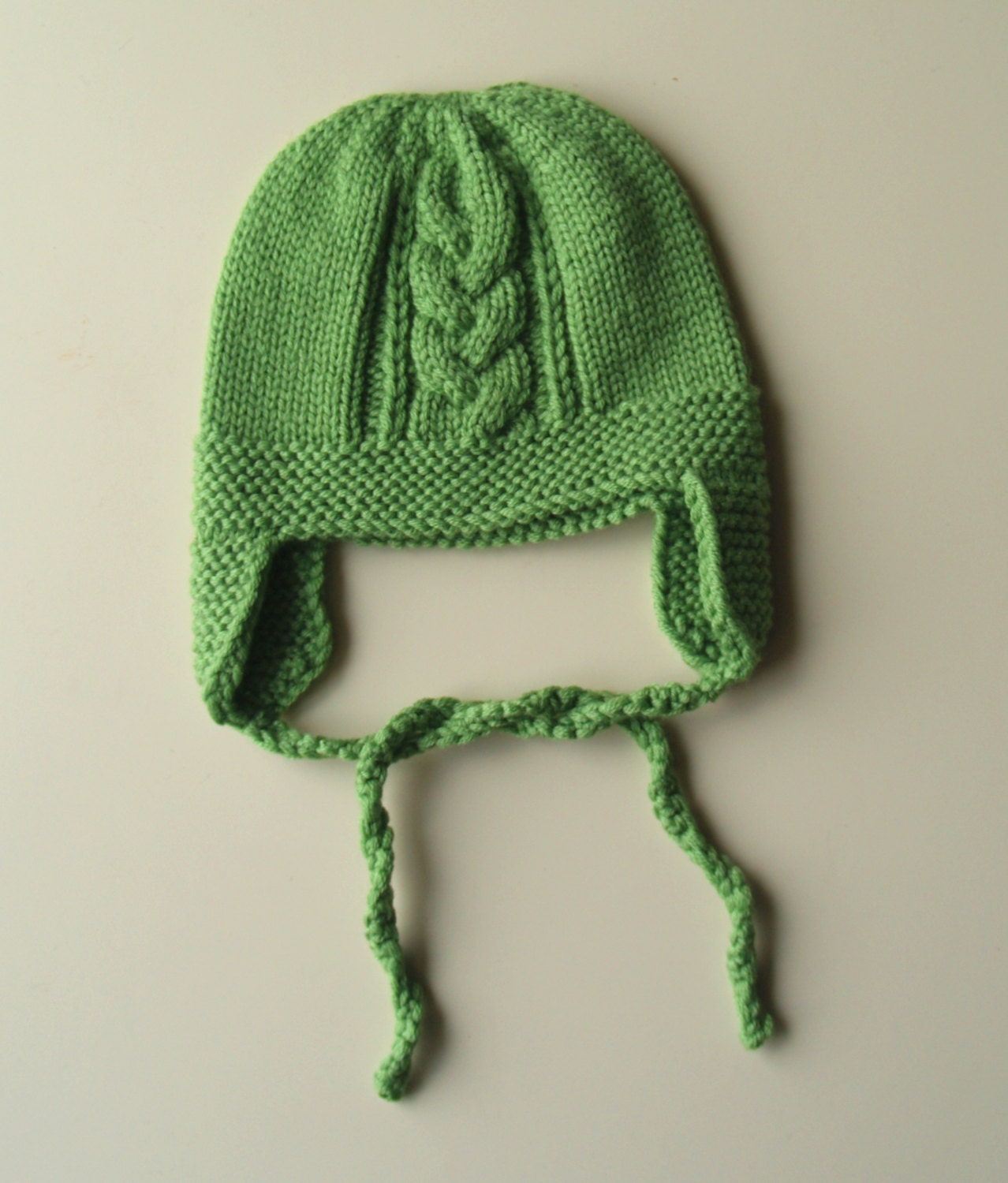 Green Knit Bonnet for Baby. Merino Wool Ear Flap Hat Baby / - Etsy