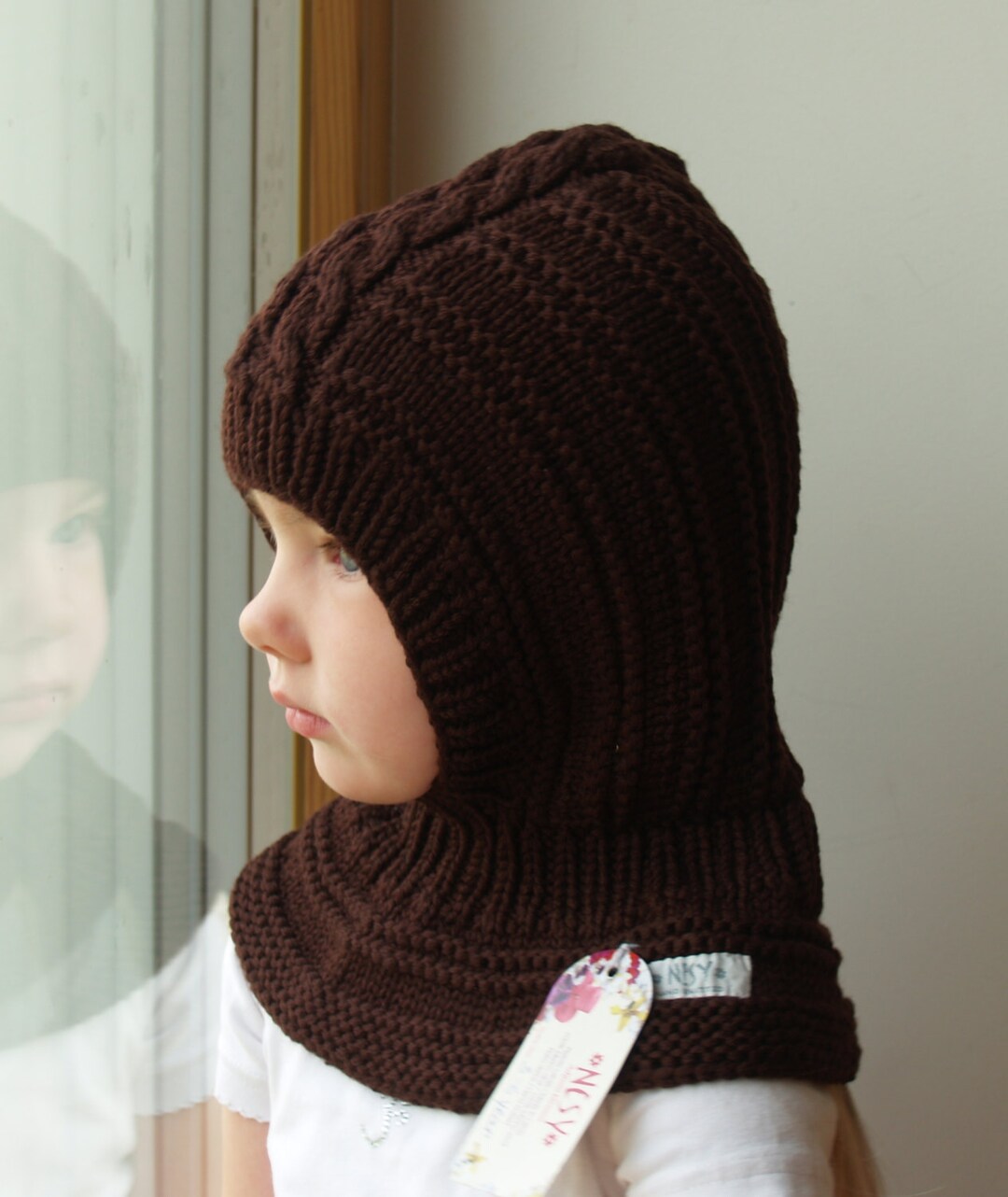 Chocolate Dark Brown Merino Balaclava, Baby/toddler/ Kids Hoodie Hat ...