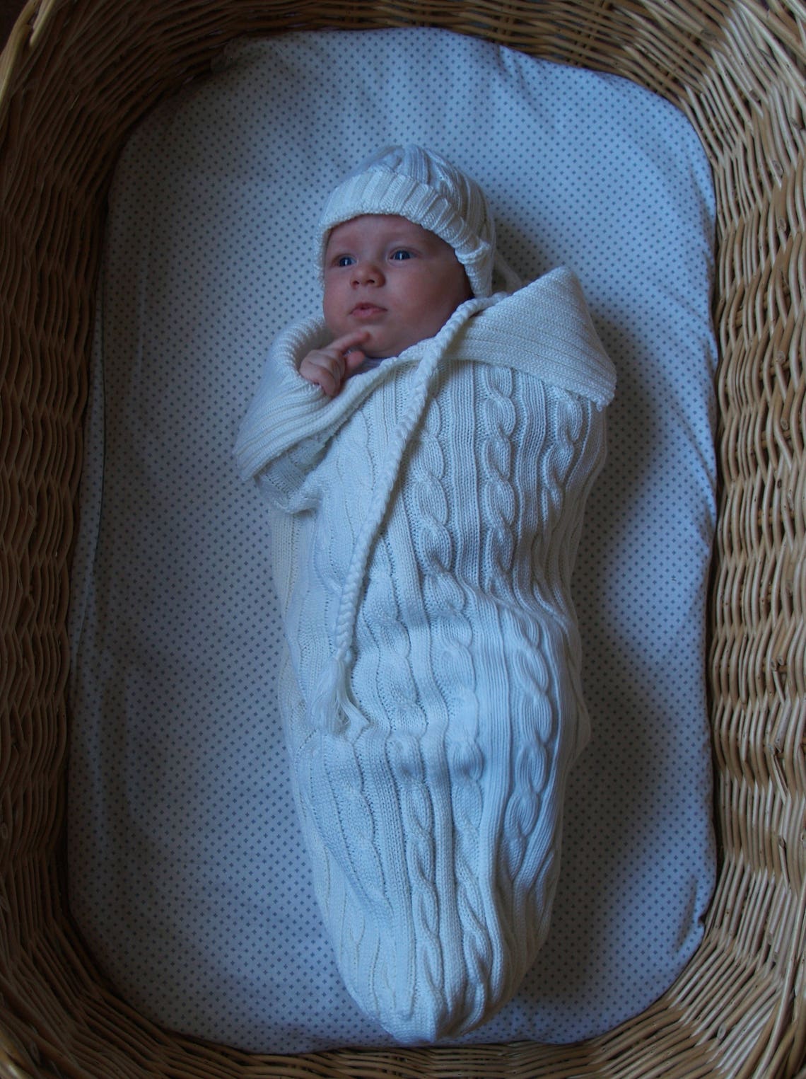 Newborn Cocoon Light Blue Baby Cocoon With Brided Hat Cable - Etsy