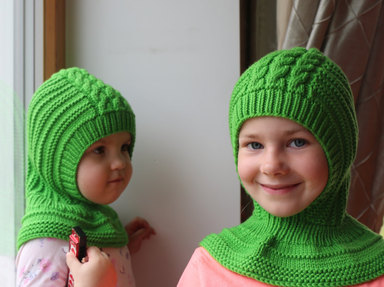 Merino Balaclava, Baby/toddler/ Kids Hoodie Hat &neckwarmer, Bright ...