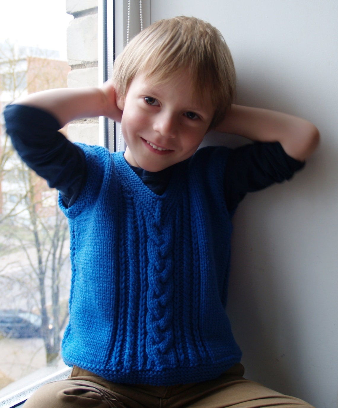 Knitted Baby/ Toddler Vest, Royal Blue Merino Wool Tank Top for Baby ...