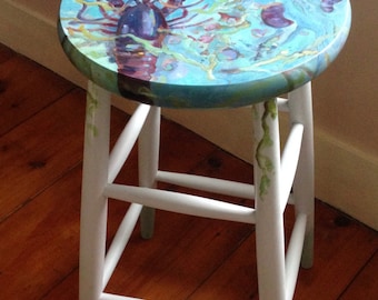 Hand painted stool | Etsy