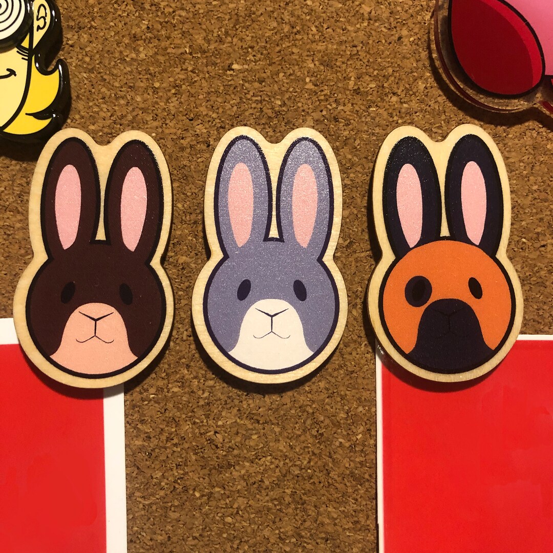 LOS CONEJITOS Series Bunny Wood Pin, Bunny Pin Badge Accessory, Rabbit ...
